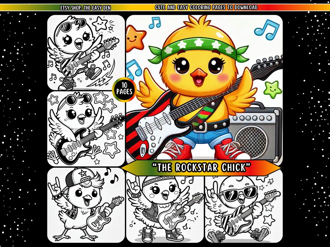 10 "the Rockstar Chick" Coloring Pages to Download | Bold | Easy | Cute ...