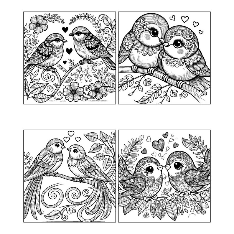 10 "the Love Birds" Coloring Pages to Download | Bold and Easy | Cute ...