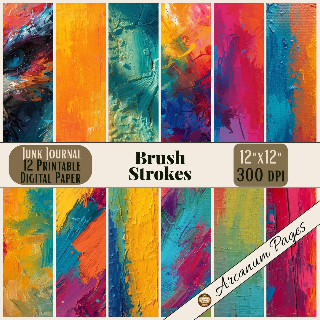 12 Printable Collage Background Papers – Junk Journals | 12"x12" PDF ...