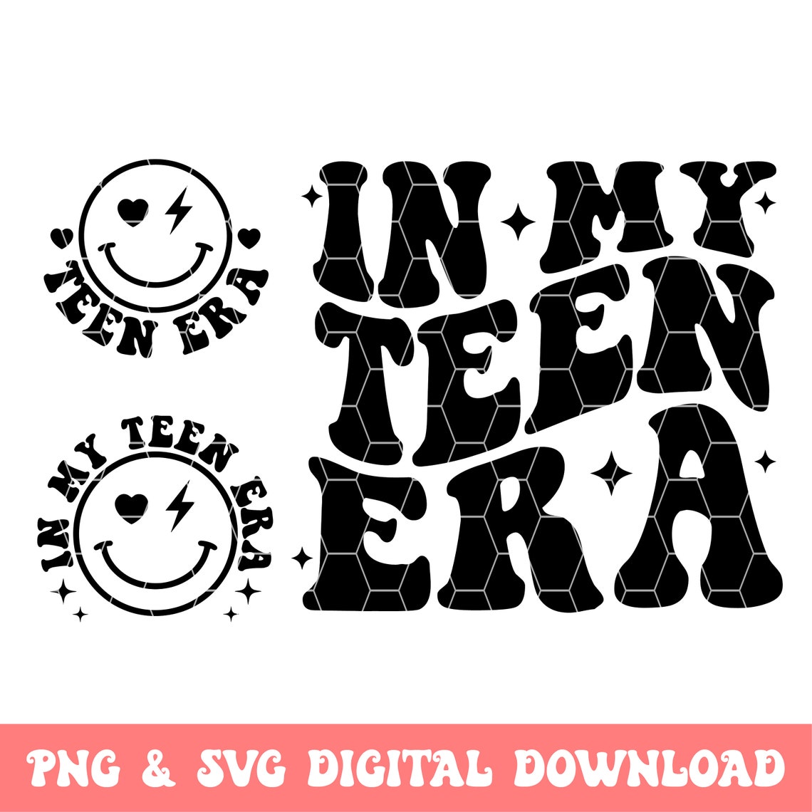 In My Teen Era Svg Png, Teen Svg Png, Retro Teen Svg, Wavy Stacked Svg ...