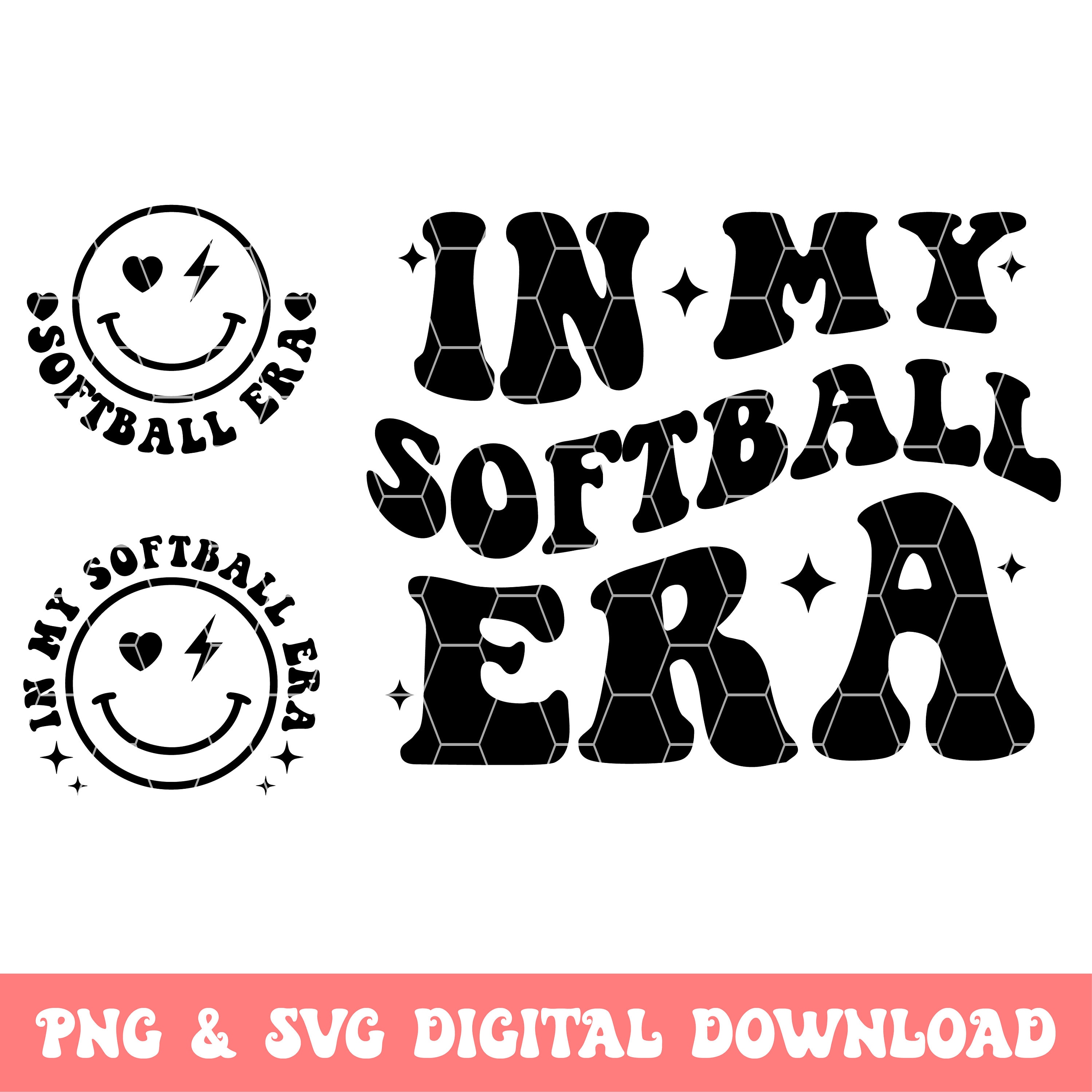 In My Softball Era Svg Png, Softball Svg Png, Retro Softball Svg, Wavy ...