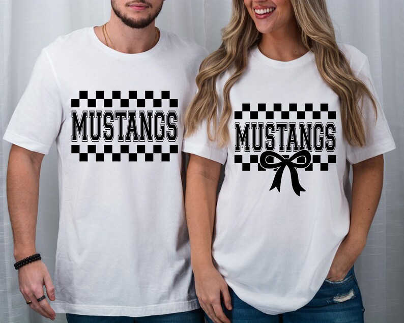 Couple Mustangs Shirt Svg Png, Retro Mustangs Svg, Checkered Mustangs ...