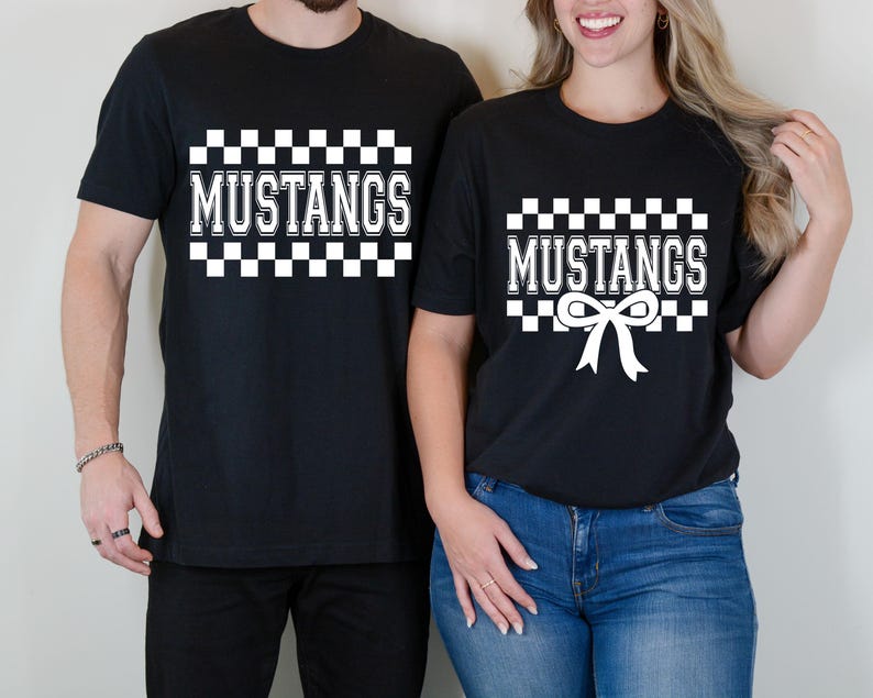 Couple Mustangs Shirt Svg Png, Retro Mustangs Svg, Checkered Mustangs ...