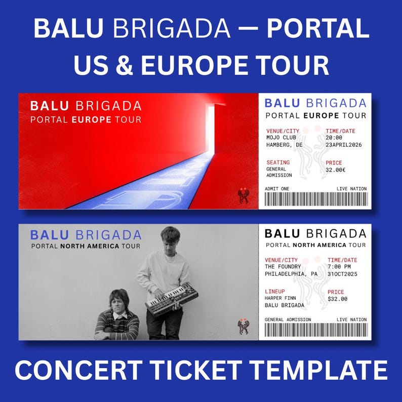 Printable Balu Brigada Concert Ticket Template - Portal Tour - Digital ...