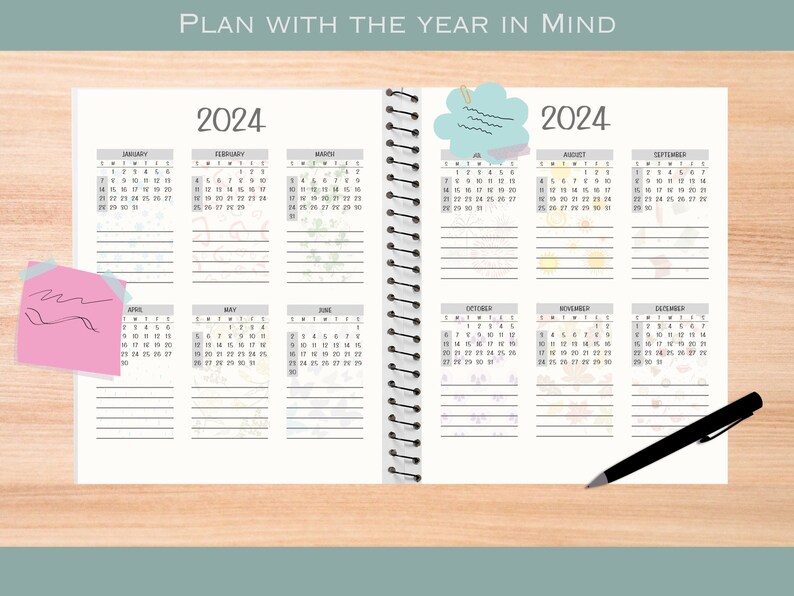 2024 Yearly Notes Calendar - Etsy