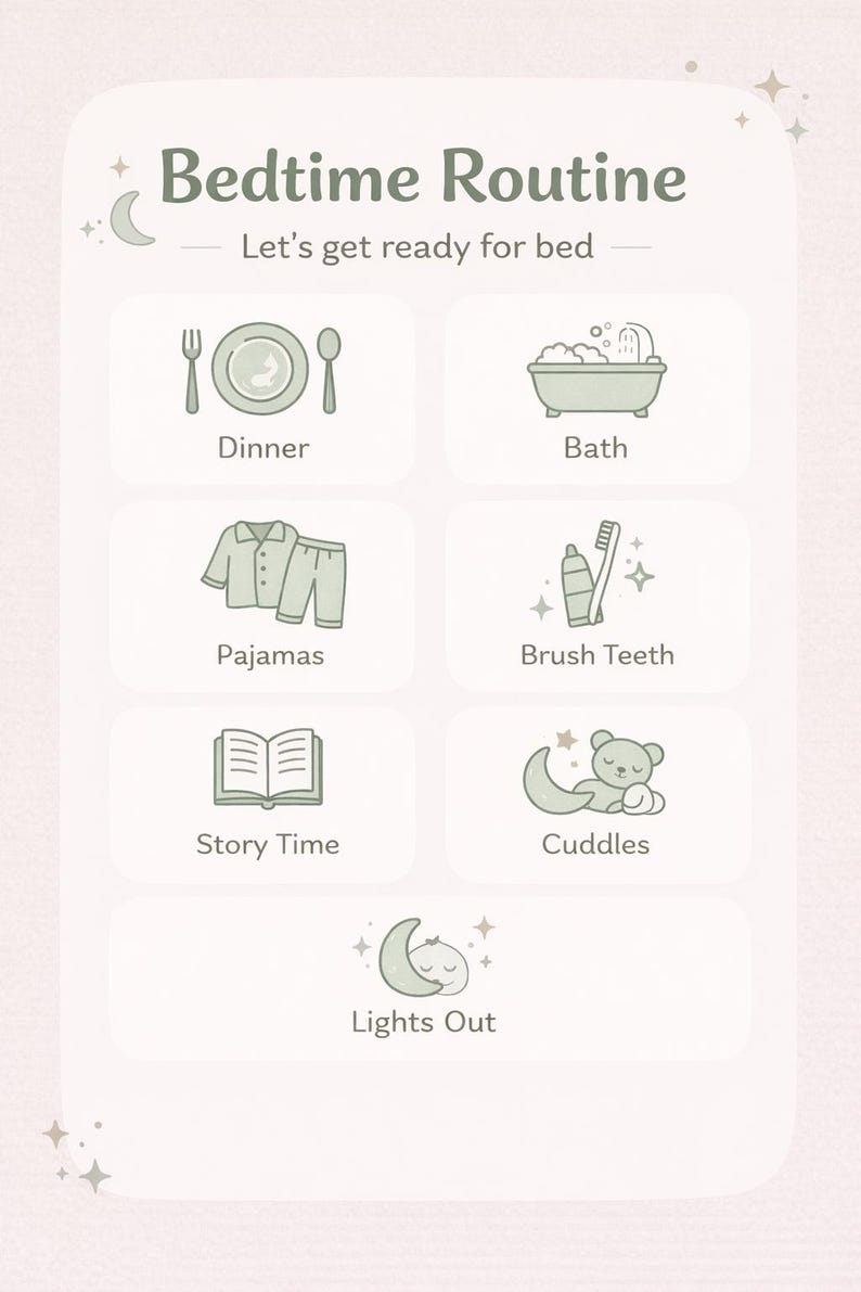 Toddler Bedtime Routine Chart | Visual Schedule for Toddlers ...