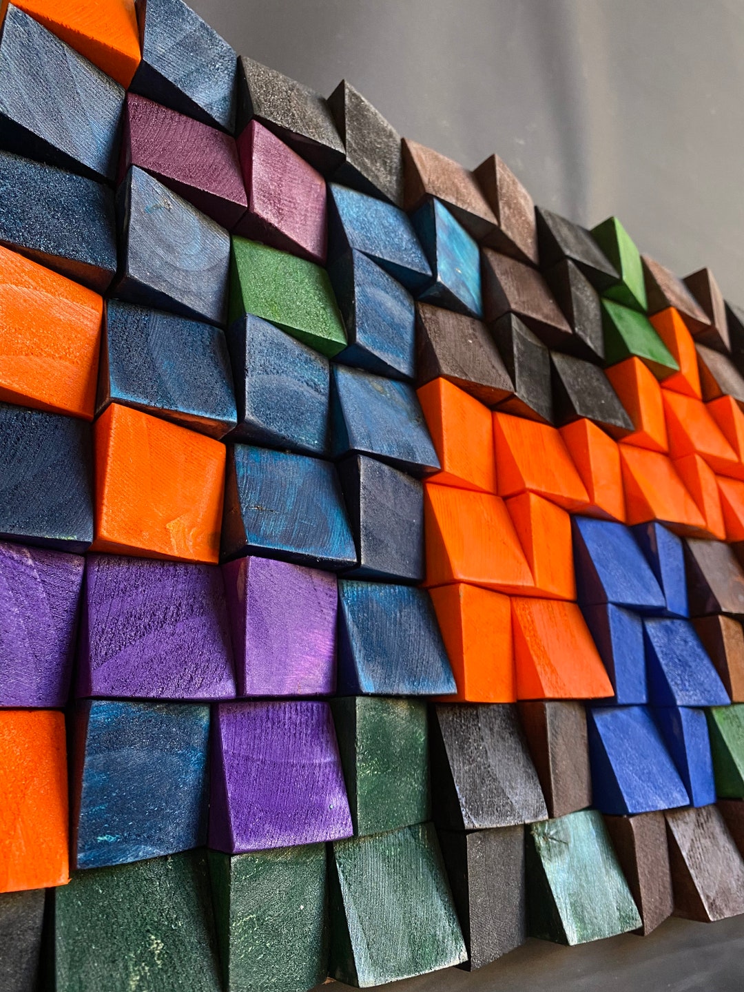 Handcrafted Wooden Pixel Wall Hanging Unique Geometric Art - Etsy