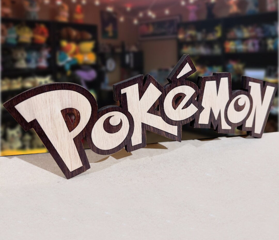 Pokemon Logo Wall Decor Art Elegant Wood, Pokemon Art for Shelf or Wall ...