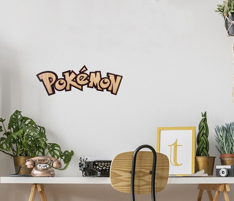 Pokemon Logo Wall Decor Art Elegant Wood, Pokemon Art for Shelf or Wall ...