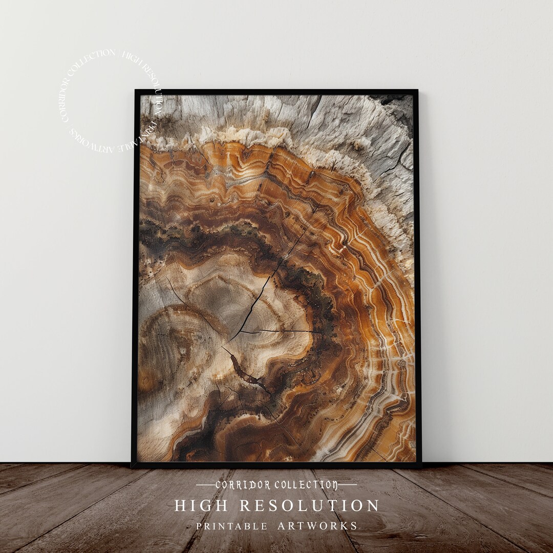 Abstract Tree Stump Print, Tree Ring Art Print, Woodcut Printable Tree ...