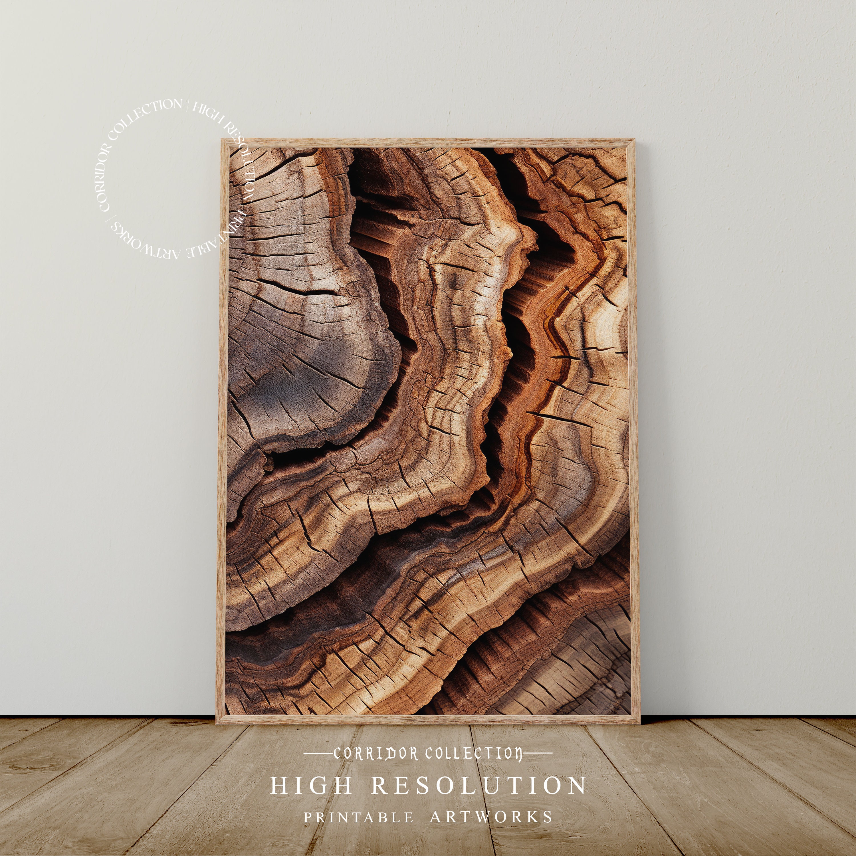 Woodcut Print, Tree Ring Art Prints, 2 Piece Printable Tree Slice Wall ...