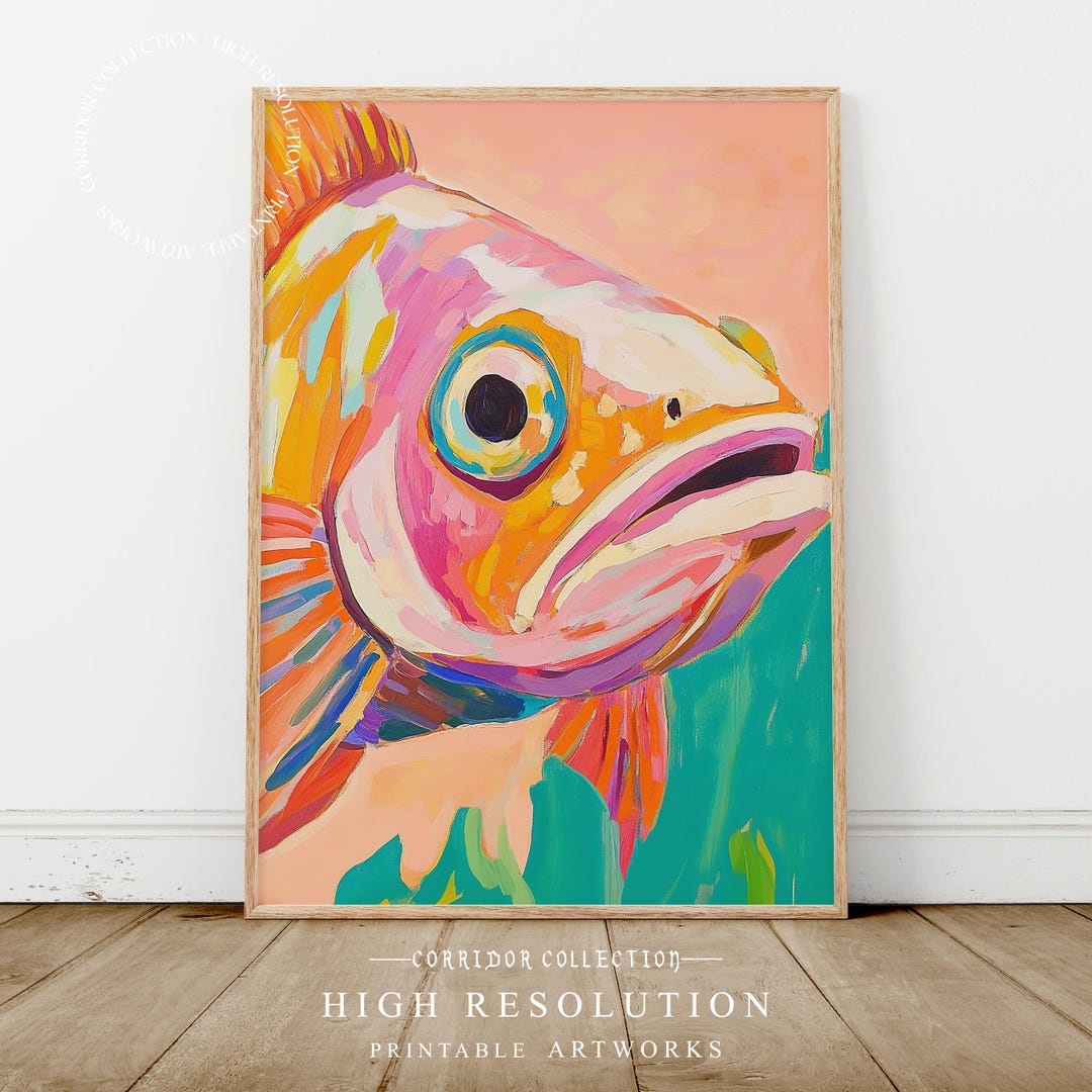 Colorful Fish Art Print, Coastal Decor, Abstract Wall Art, Modern Fish ...