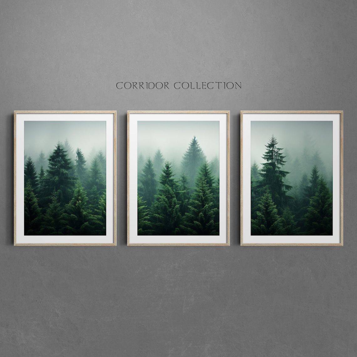 Foggy Forest Print, Set of 3 Forest Printable Wall Art, Misty Forest ...