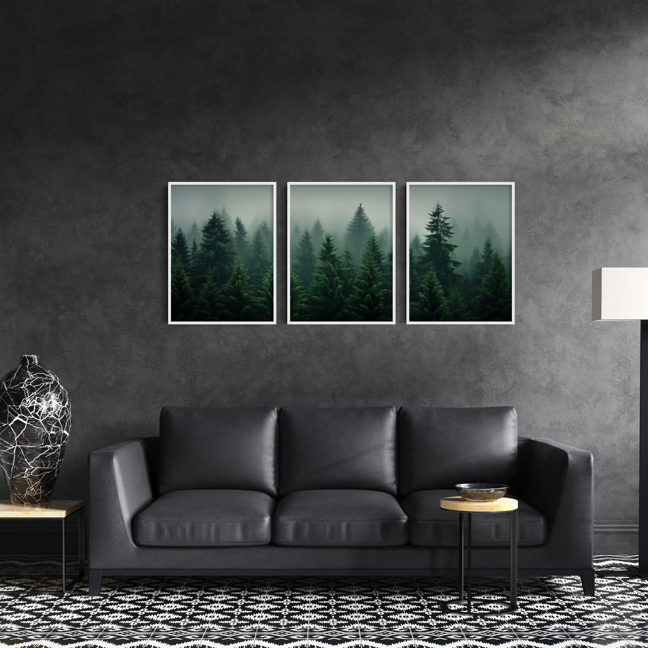 Foggy Forest Print, Set of 3 Forest Printable Wall Art, Misty Forest ...