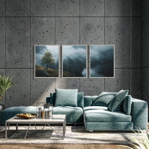 Nature Landscape Set of 3 Prints, Forest Wall Art, Misty Morning Trees ...