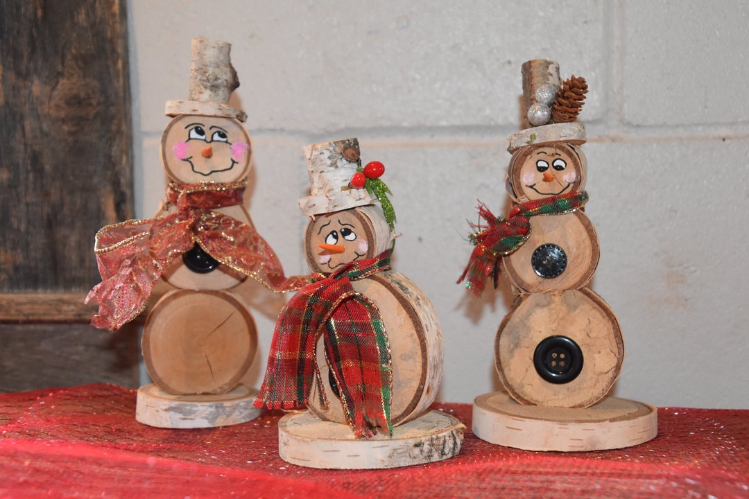 Whimsical Wooden Snowmen Indoor Christmas Decorations Trio - Etsy