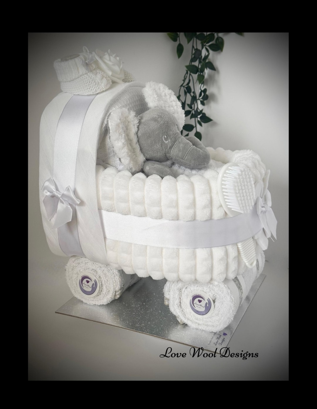 Nappy Cake Pram: Baby Shower Newborn Hamper Gift, White - Etsy UK