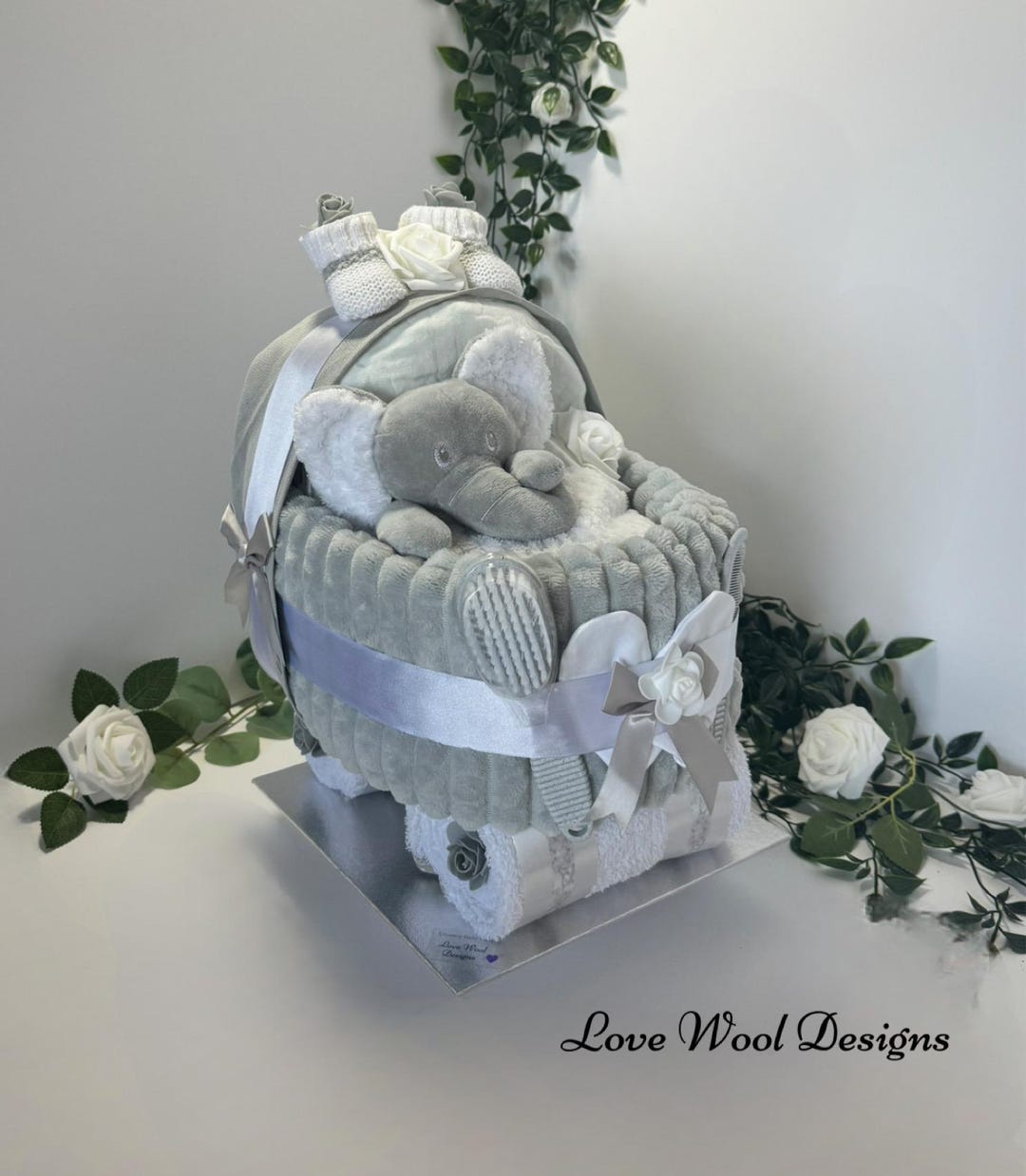 Grey Nappy Cake Pram: Baby Shower Newborn Gift Hamper - Etsy