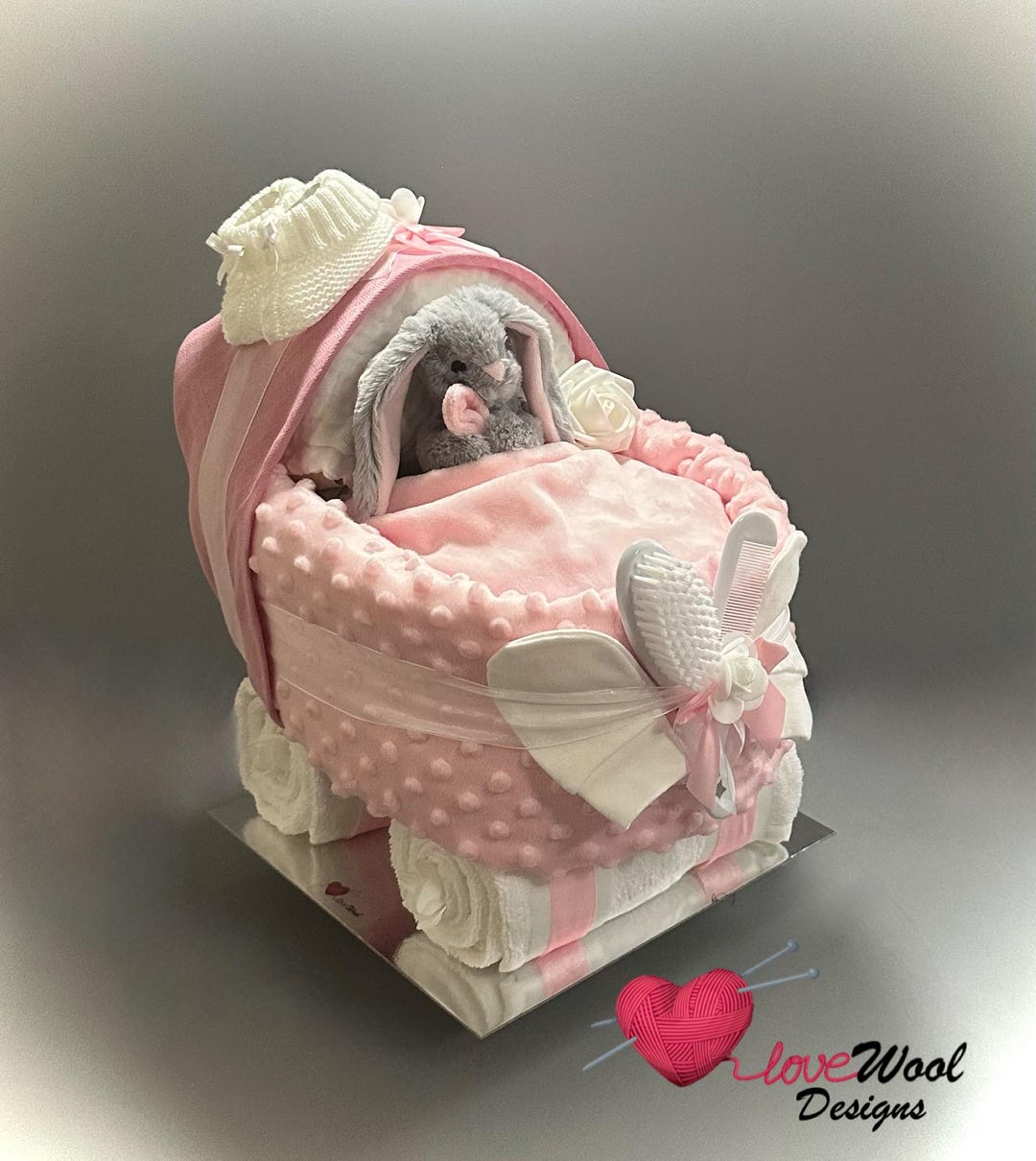 Nappy Cake Pram, Pink, Baby Girl, Baby Shower, Maternity Leave, Newborn ...