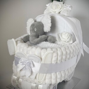 Nappy Cake Pram, White Unisex, Baby Shower, Maternity Leave, Newborn ...