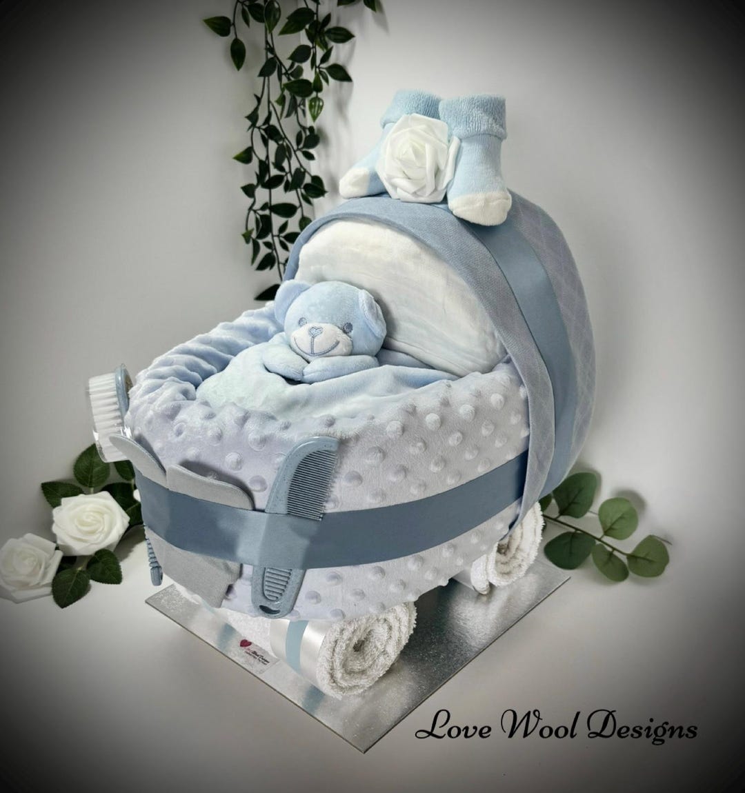 Nappy Cake Pram, Blue, Baby Boy, Baby Shower, Maternity Leave, Newborn ...