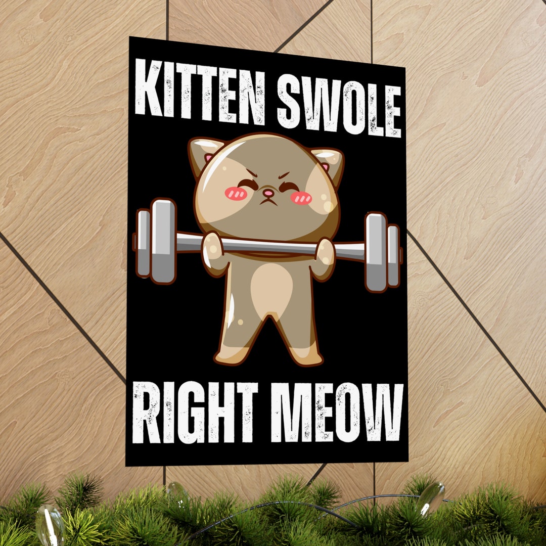 Funny Cat Lifting Weights Poster for Home Gym Gift for Cat Lover Gifts ...