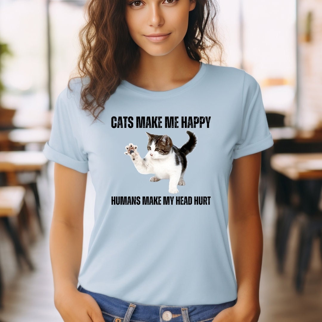 Funny Cat Gift for Christmas Present for Cat Lover Tshirt Funny Cat ...