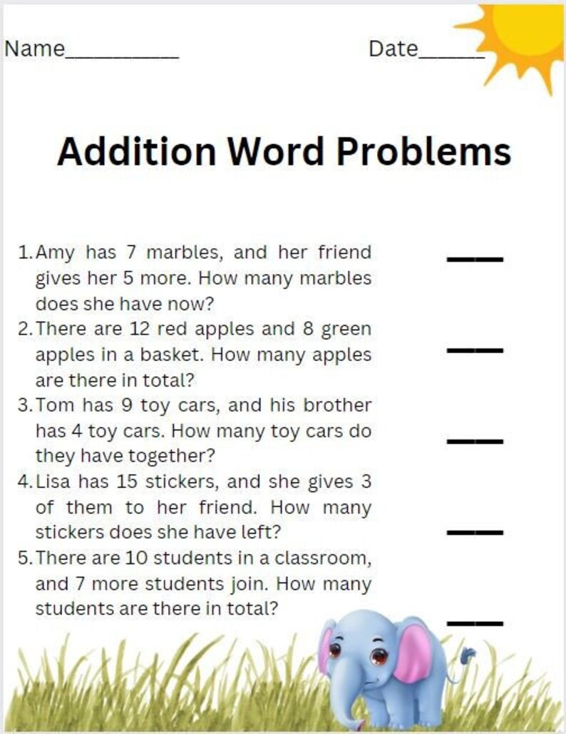 1st Grade Word Problems - Etsy