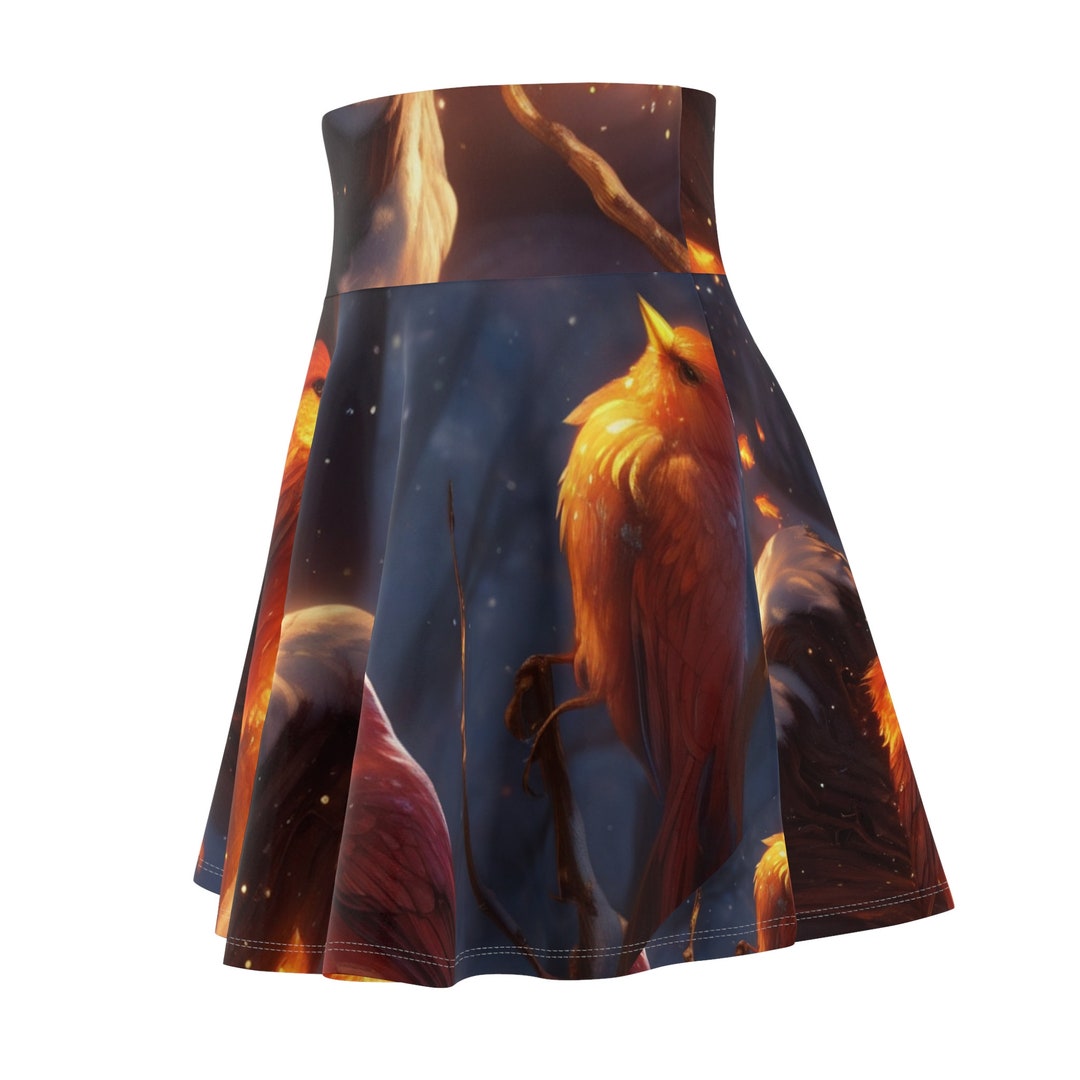 Fire Bird Collection Flare Skirt Starry Night Dark Themed Flame - Etsy
