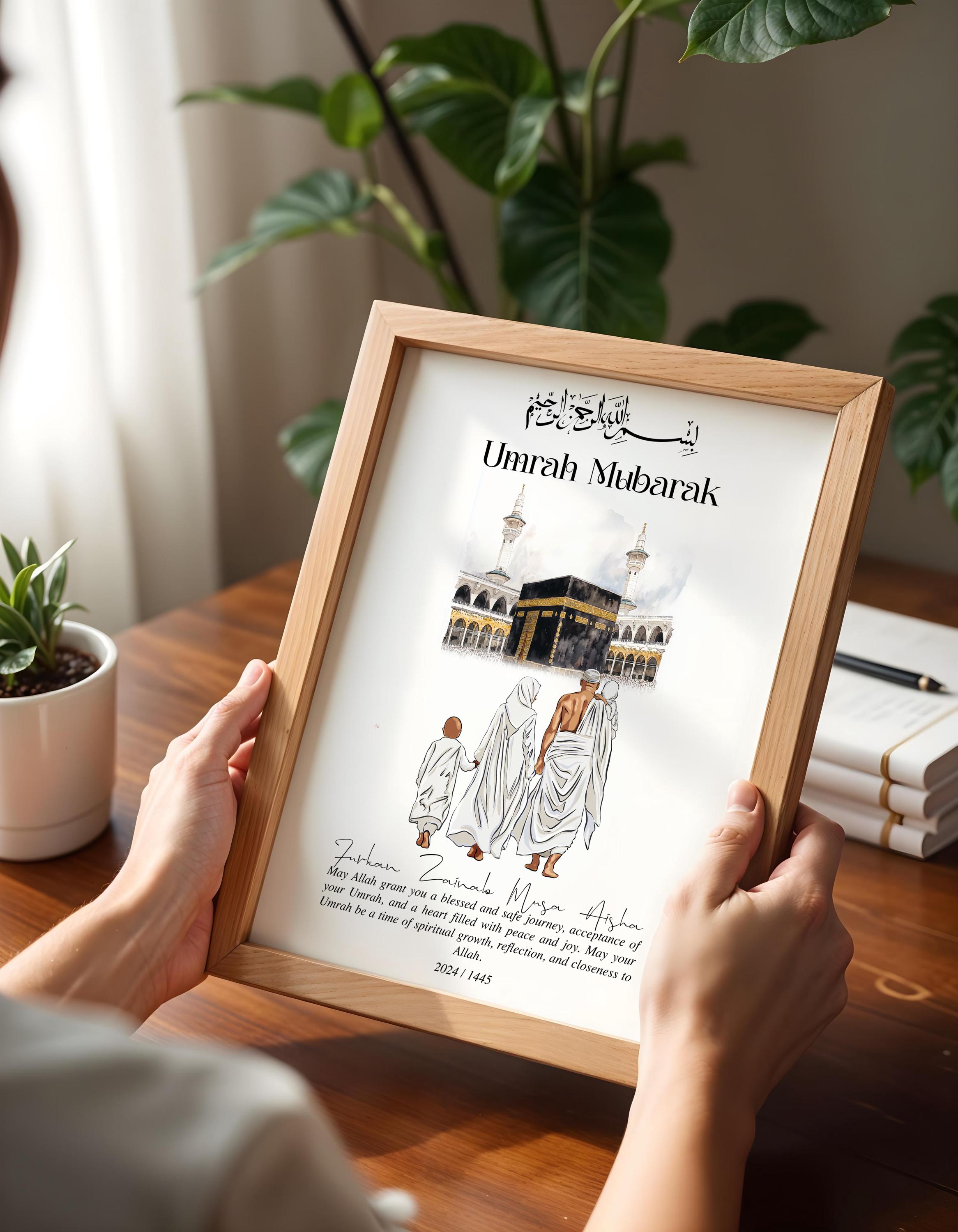 Personalized Umrah Mubarak Gift Poster, Islamic Wall Art for Hajj ...