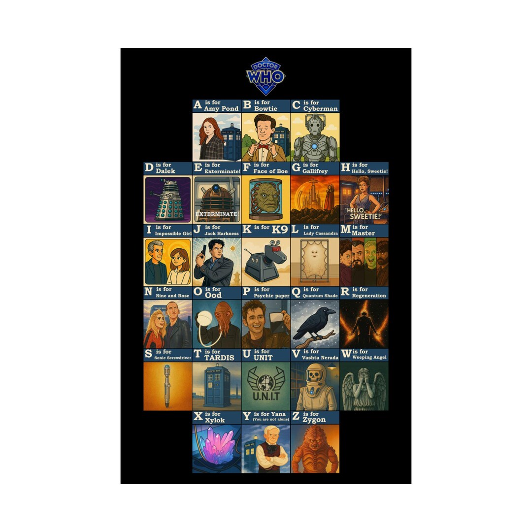 The Abcs of the DOCTOR Exclusive Poster, Amazing Unique DW Wall Art ...