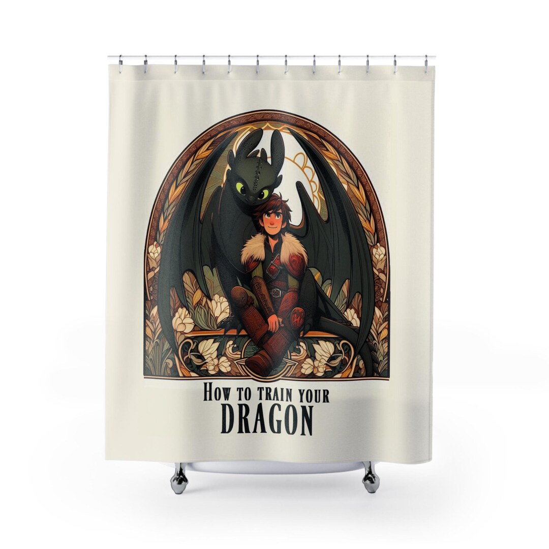 DRAGON RIDER and His Lovely Dragon Shower Curtains, Very Adorable ...