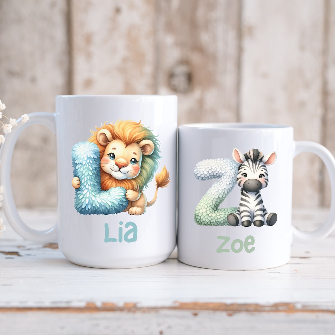 Personalized Kids Mug, Kids Mug With Animals, Gift for Him or Her, 11oz ...