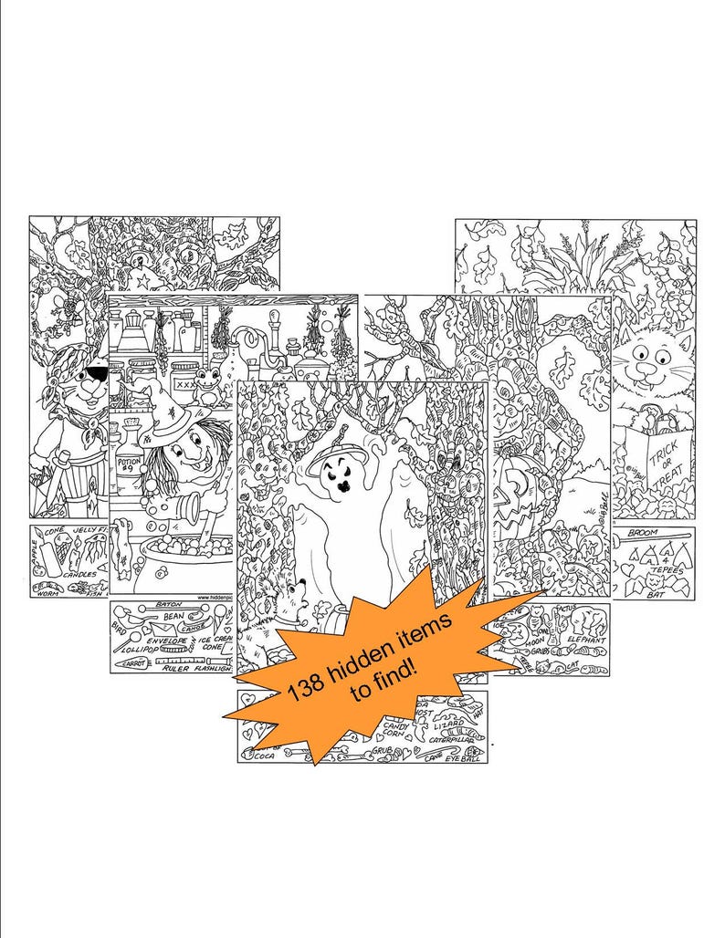 Halloween Hidden Treasures Picture Puzzle Pages Bundle - Etsy