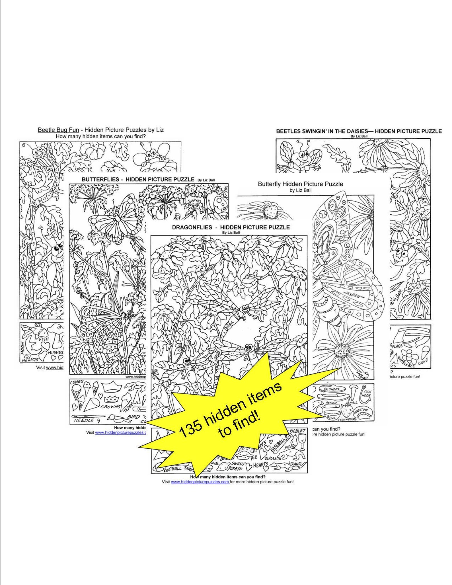 Bugs and Butterflies Hidden Treasures Picture Puzzle Pages Bundle - Etsy