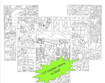 Halloween Hidden Treasures Picture Puzzle Pages Bundle - Etsy