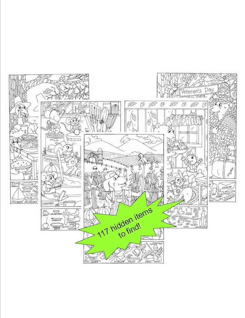 November Hidden Treasures Picture Puzzle Pages Bundle - Etsy