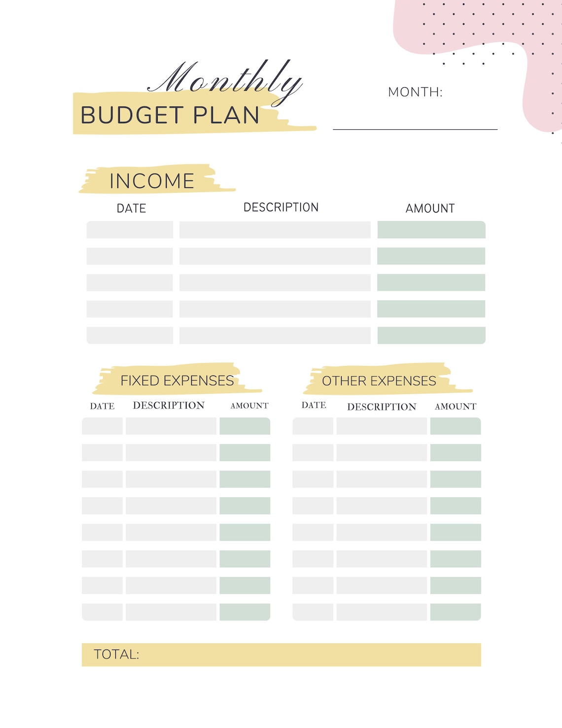 Monthly Budget Planner Printable, Instant Download, Printable Planner ...