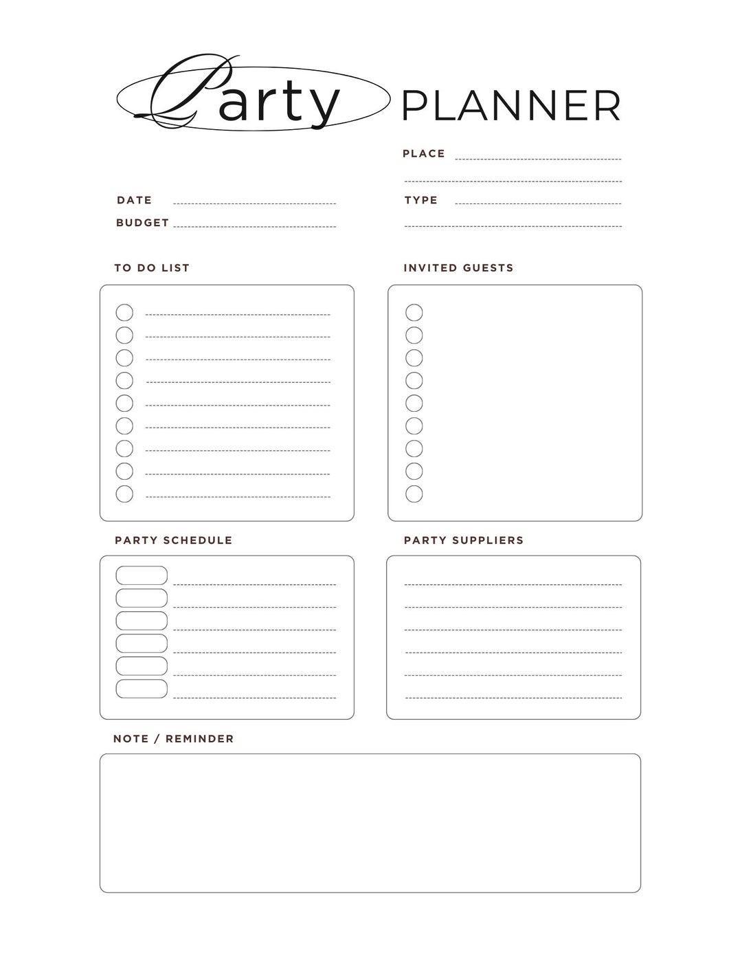 Party Planner, Printable Image, Digital Download - Etsy