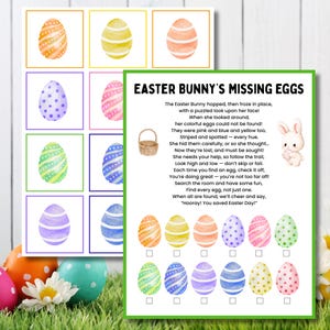 Easter Bunny Egg Hunt Game Ester Bunny Egg Scavenger Treasure Hunt Kids ...