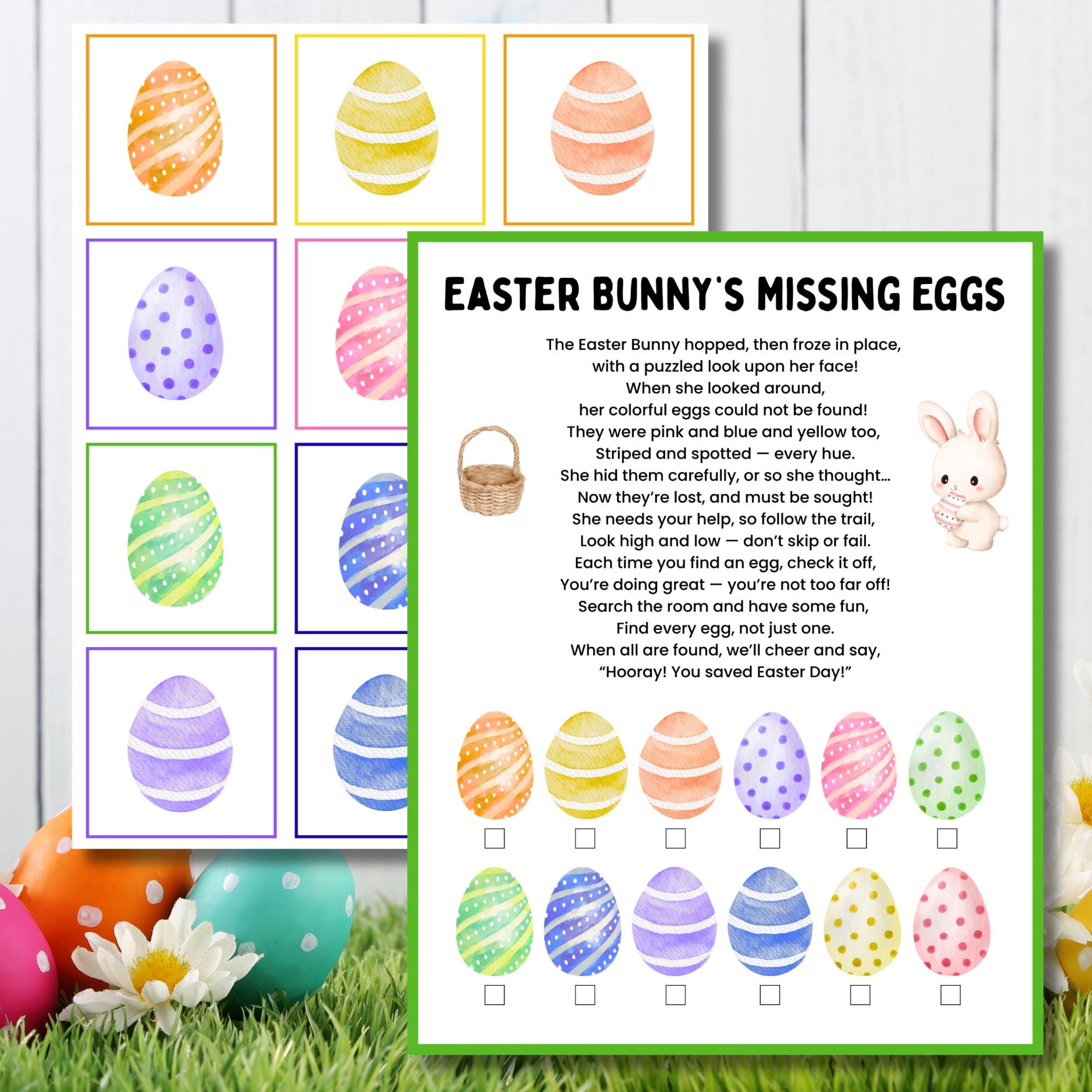 Easter Bunny Egg Hunt Game Ester Bunny Egg Scavenger Treasure Hunt Kids ...