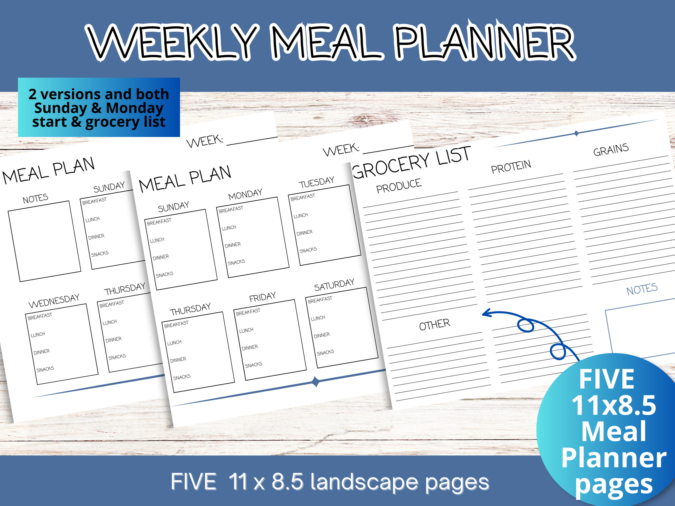 Weekly Meal Planning Printable, 7 Day Meal Prep Planner, Meal Plan ...
