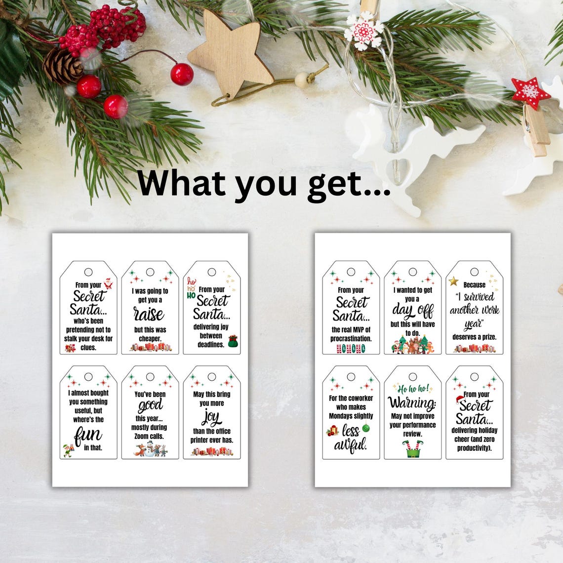Work Secret Santa Gift Tags White Elephant Tags Coworking Friends ...