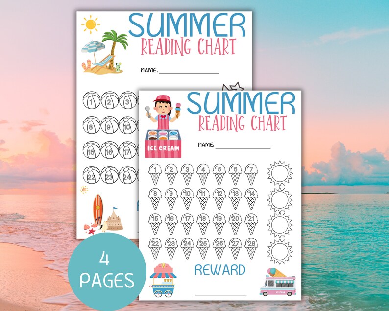 Summer Reading Log for Kids, Summer Reading Chart, Summer Reading Log ...