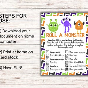 Roll A Monster Dice Game, Printable Kids Halloween Game, Halloween ...