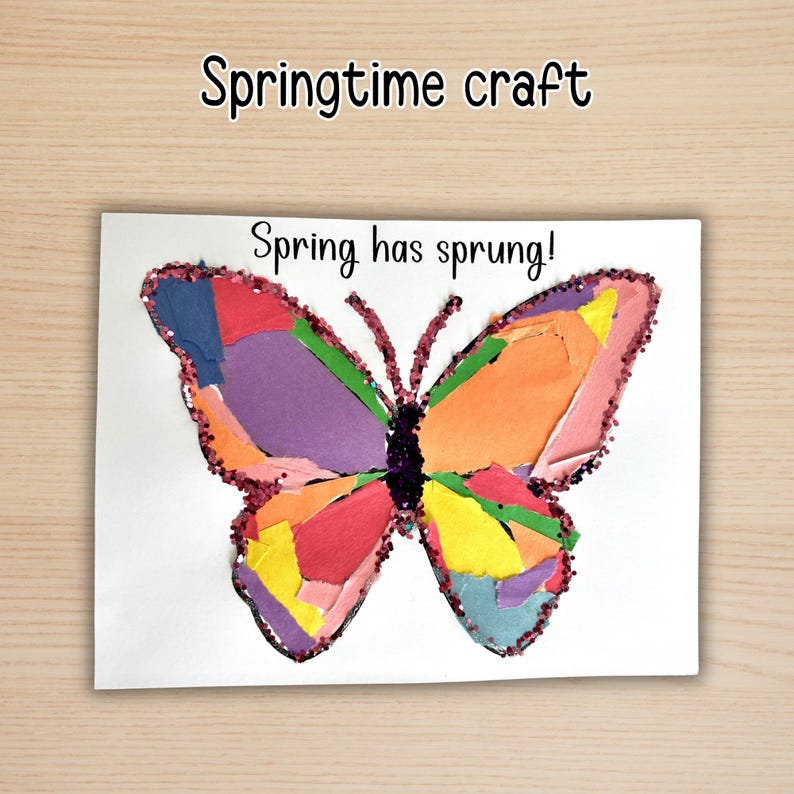 Butterfly Craft Springtime Torn Paper Activity Daycare Preschool ...