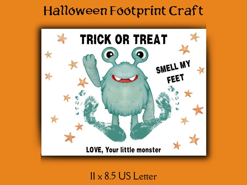 Halloween Footprint Craft, Halloween Preschool Footprint Art, Footprint ...