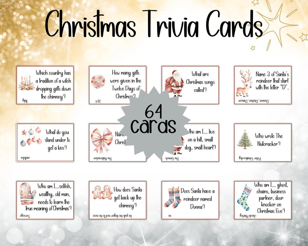 Christmas Trivia Cards, Christmas Trivia Games for a Group, Christmas ...