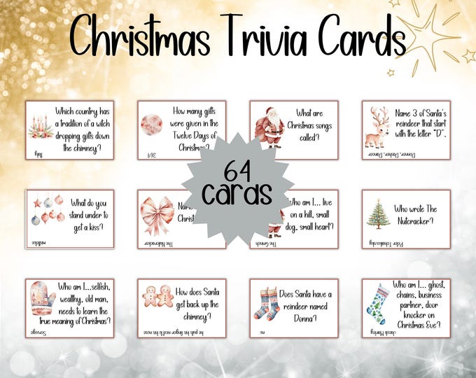 Christmas Trivia Cards, Christmas Trivia Games for a Group, Christmas ...