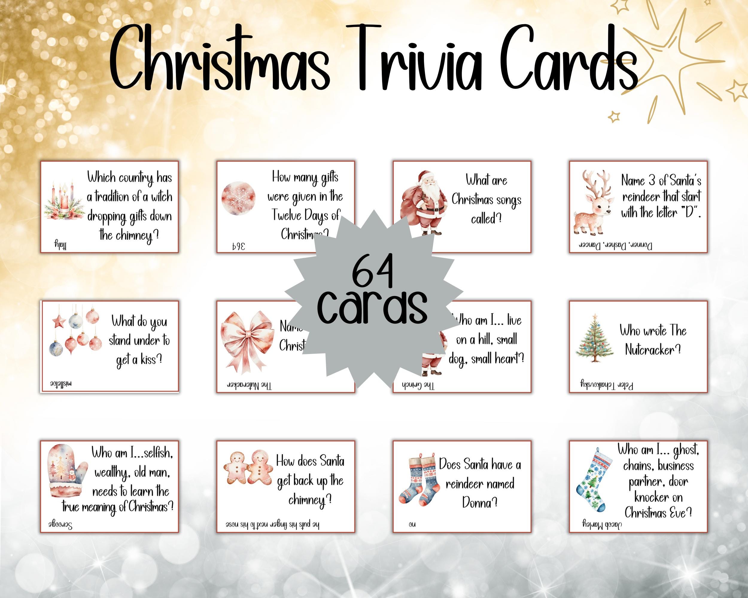Christmas Trivia Cards, Christmas Trivia Games for a Group, Christmas ...